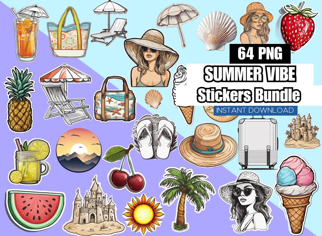 Summer Vibe Digital Stickers Bundle ,summer Stickers , Season Stickers ...