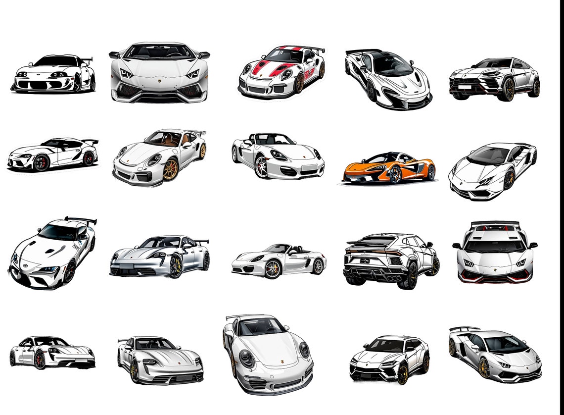 40 Super Sports Car Clipart, Car Clipart PNG, Car Digital Clipart ...