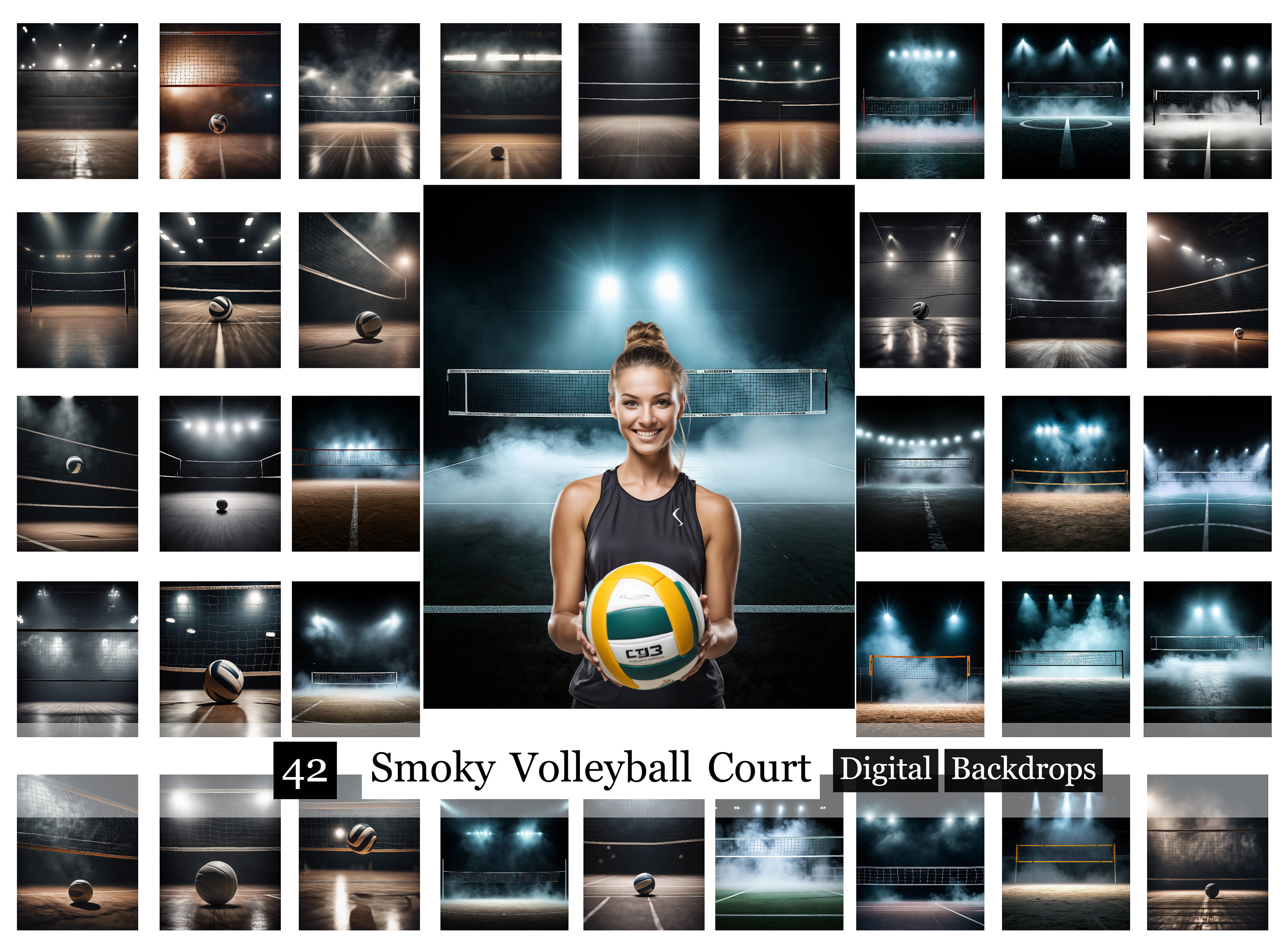 42 Smoky Volleyball Court Backdrops, Volleyball Digital Backdrops ...