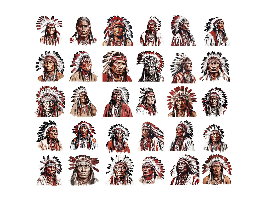 51 Native American Man Clipart, Western Native Indigenous Clipart ...