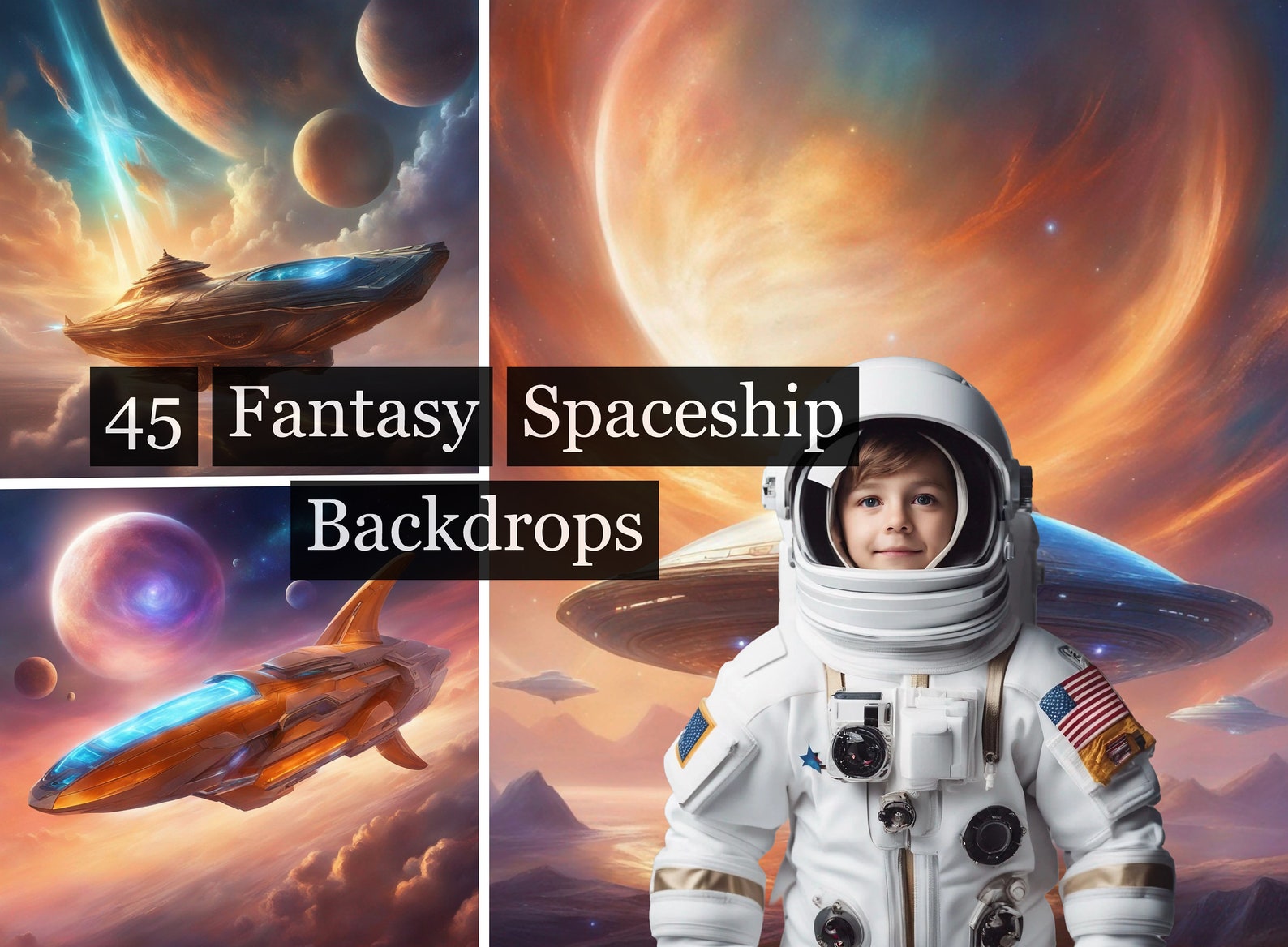 45 Fantasy Spaceship Backdrops , Spaceship Backgrounds , Digital ...