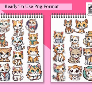 45 Cute Cat Digital Stickers Bundle, Kittens Cat Digital Planner ...