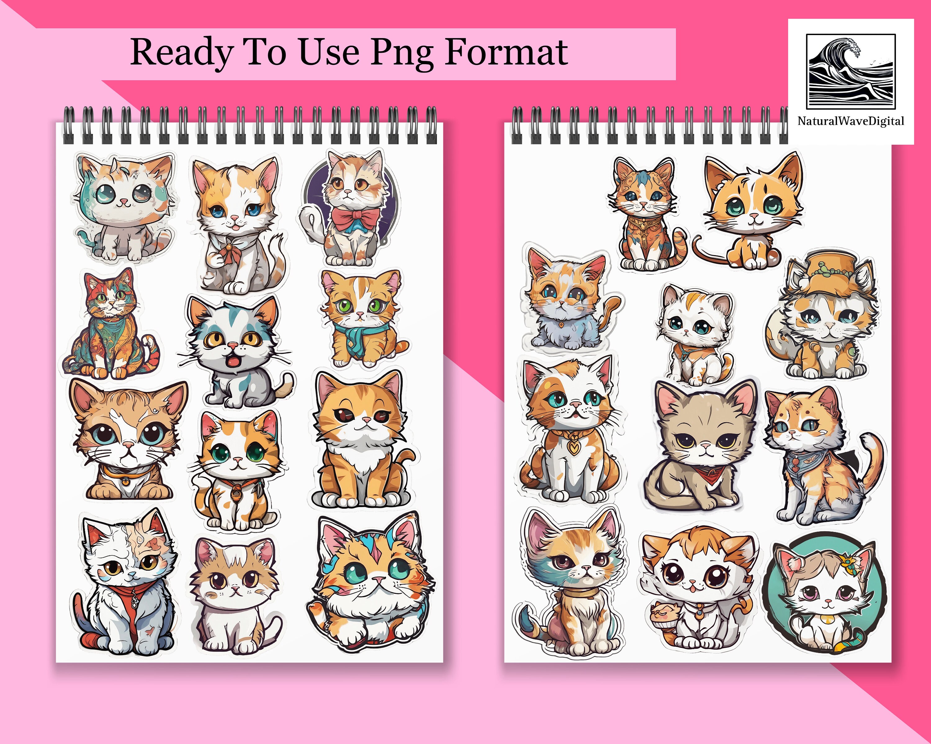 45 Cute Cat Digital Stickers Bundle, Kittens Cat Digital Planner ...