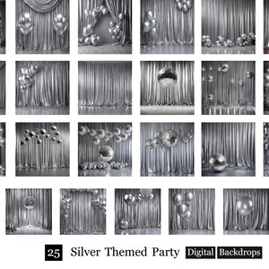 25 Silver Themed Party Backdrops, Silver Party Digital Backgrounds ...