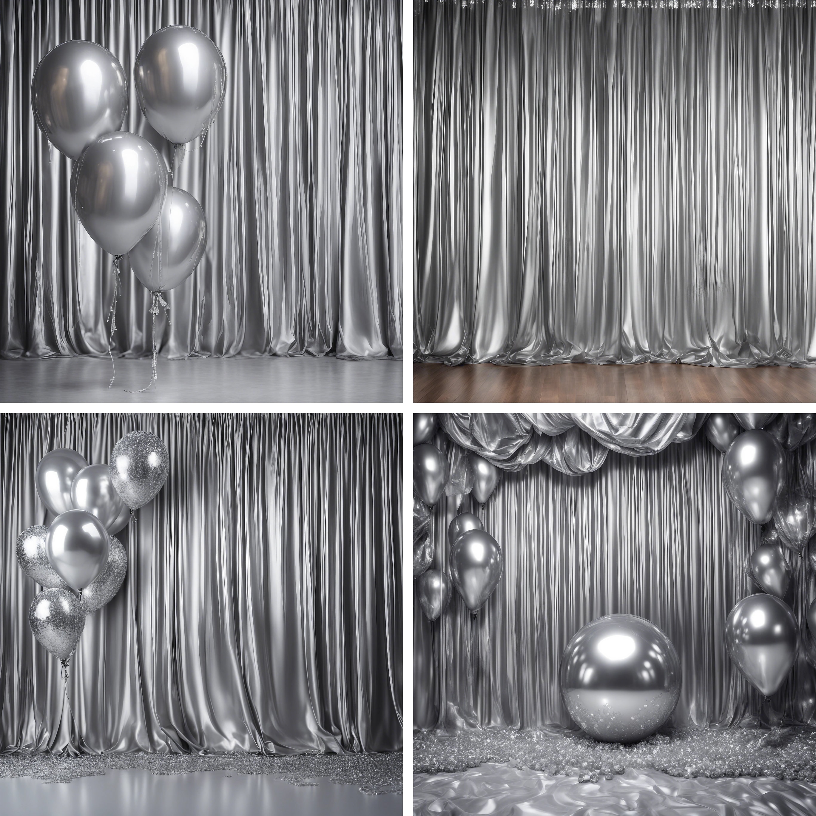 25 Silver Themed Party Backdrops, Silver Party Digital Backgrounds ...