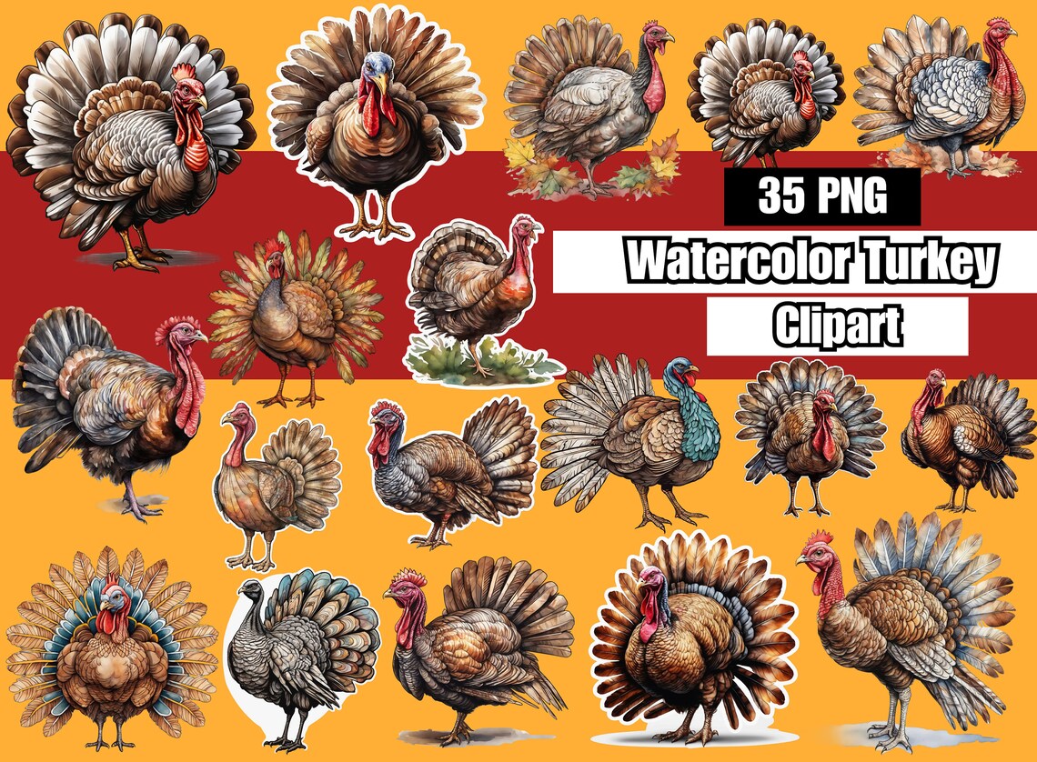 35 Turkey Clipart , Turkey Digital Clipart , Thanksgiving Clipart ...