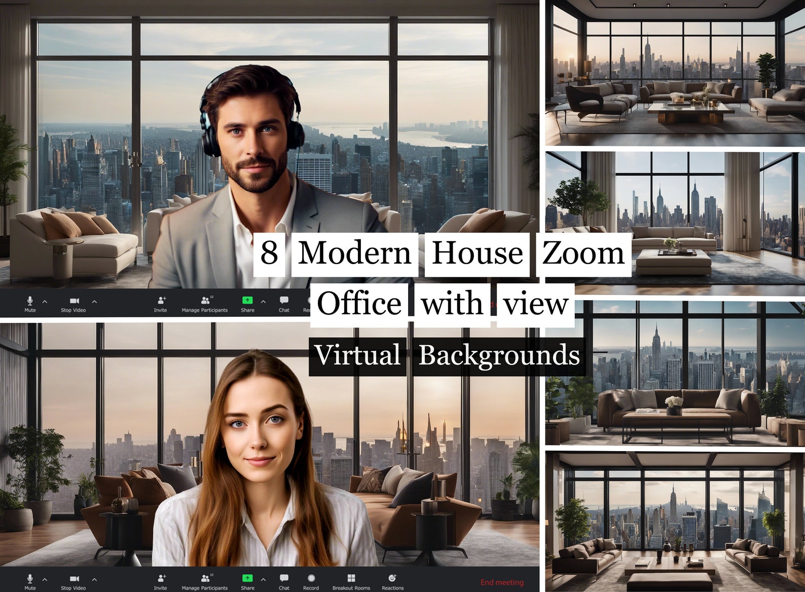 Modern Home Office Zoom Backgrounds, City View (digital Download),teams ...