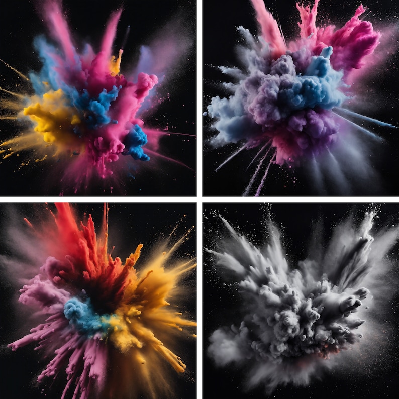 50 Powder Paint Splash Backdrop, Colorful Splash Backdrop, Color Dust ...