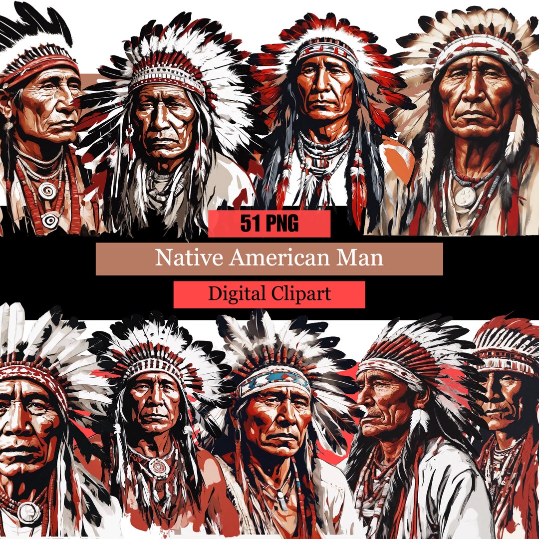 51 Native American Man Clipart, Western Native Indigenous Clipart ...