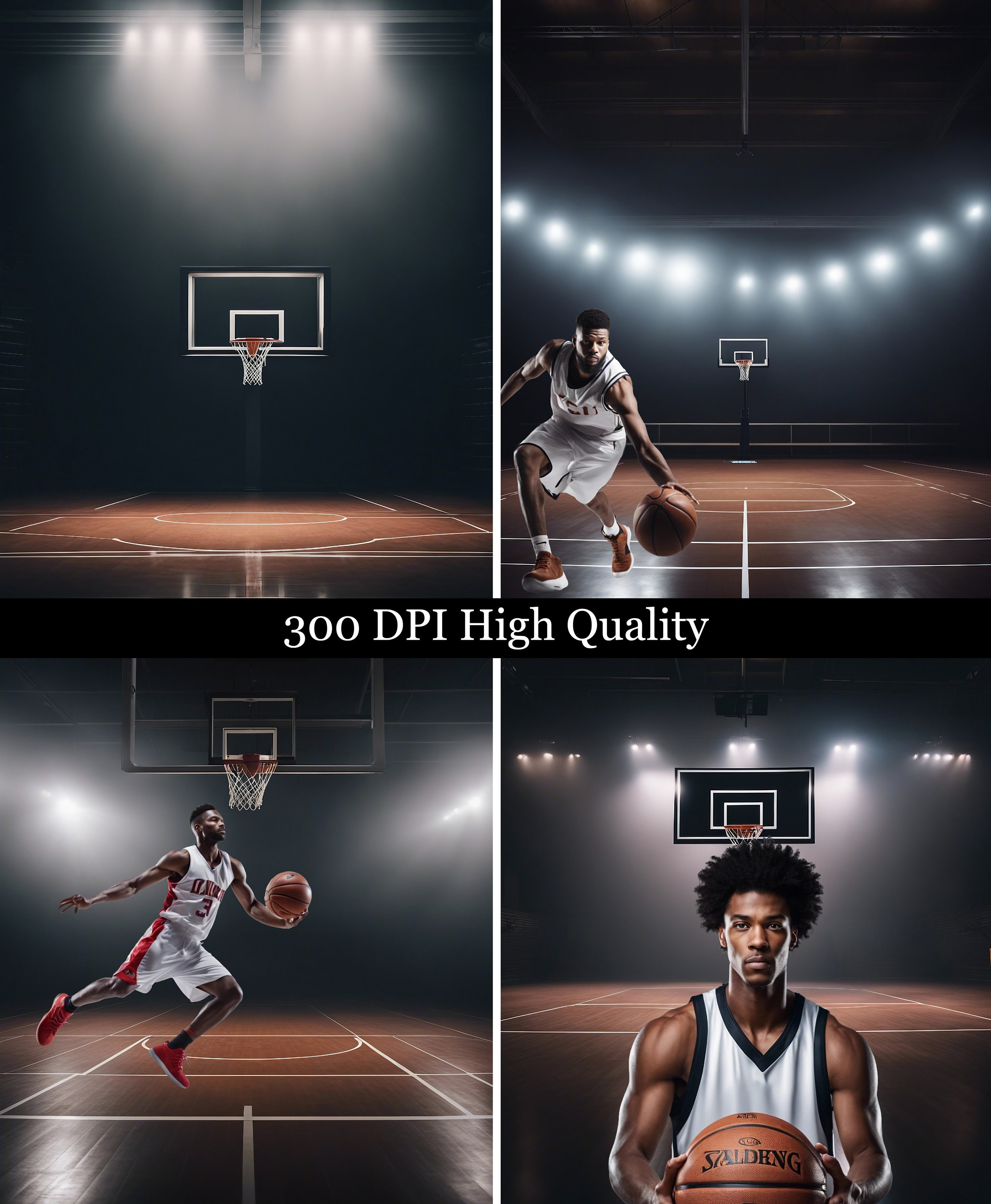 20 Basketball Court Spotlight Backdrops, Basketball Digital Backdrop ...