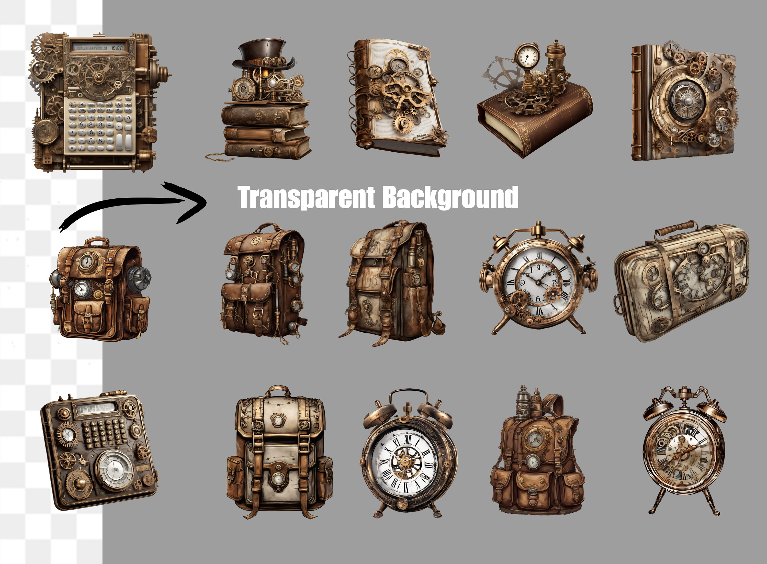 32 Steampunk School Clipart,back to School Clipart , Steampunk Digital ...