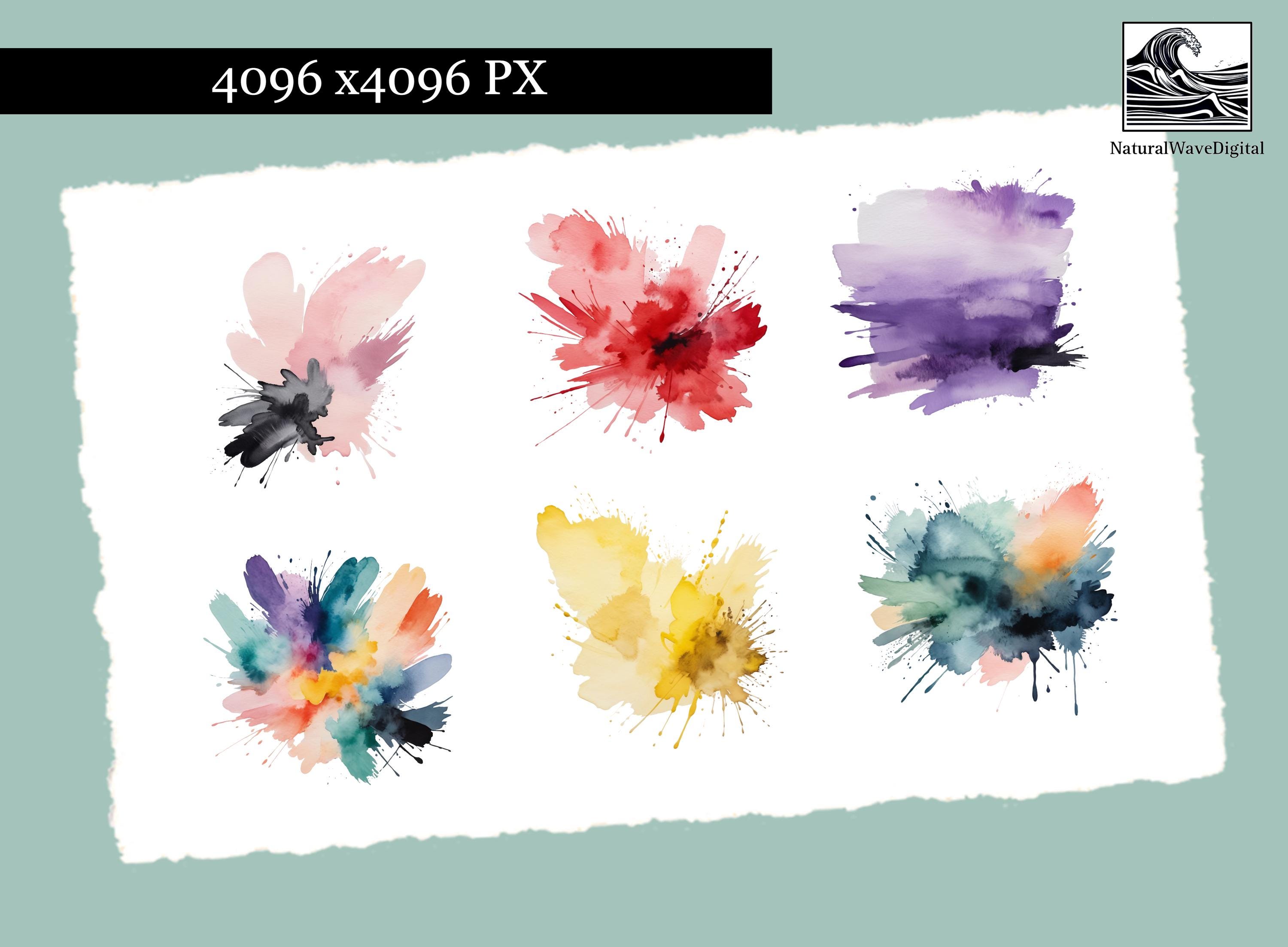 85 Colorful Watercolor Splash Clipart,watercolor Splash Digital Clipart ...