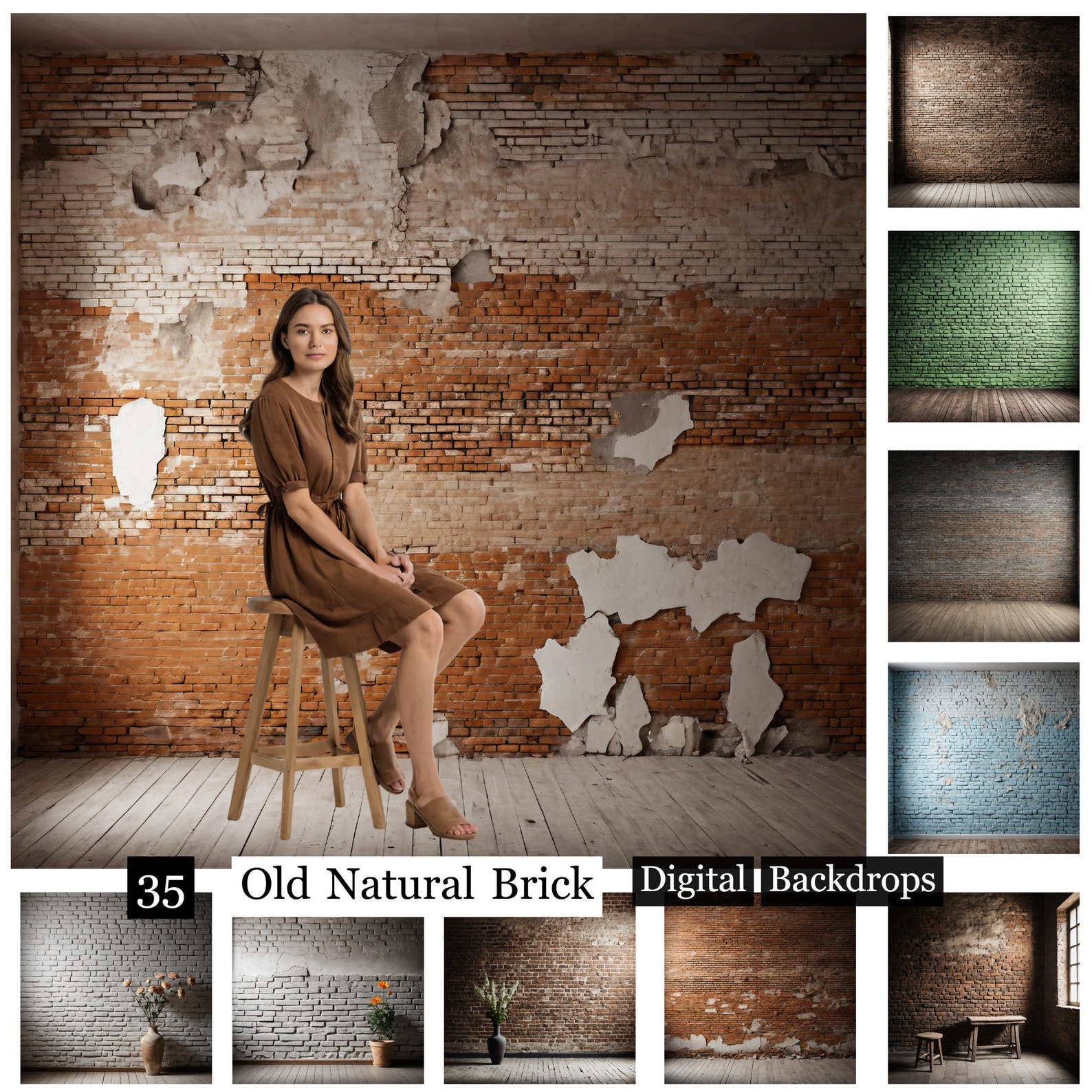 35 Old Natural Brick Backdrops, Brick Wall Digital Backdrops,brick Wall ...