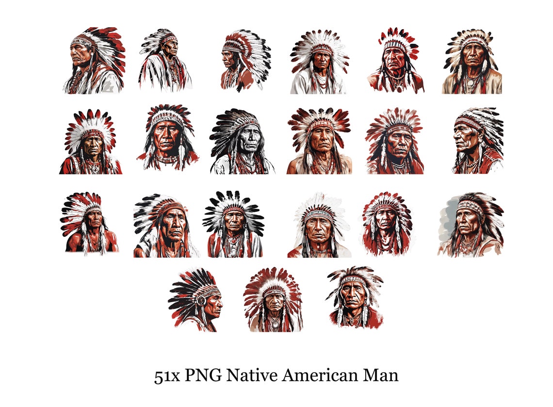 51 Native American Man Clipart, Western Native Indigenous Clipart ...
