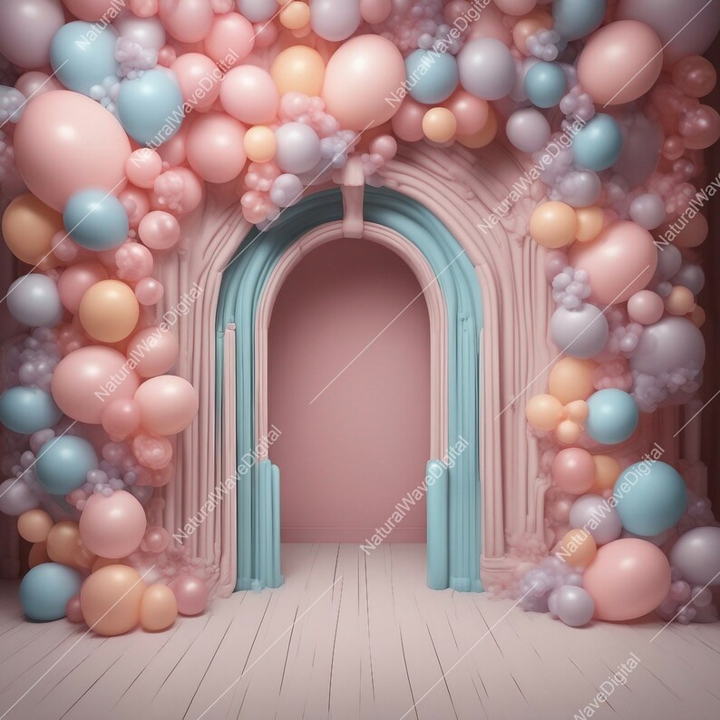 20 Pastel Balloon Arch Backdrops,balloon Digital Backdrop,pastel ...