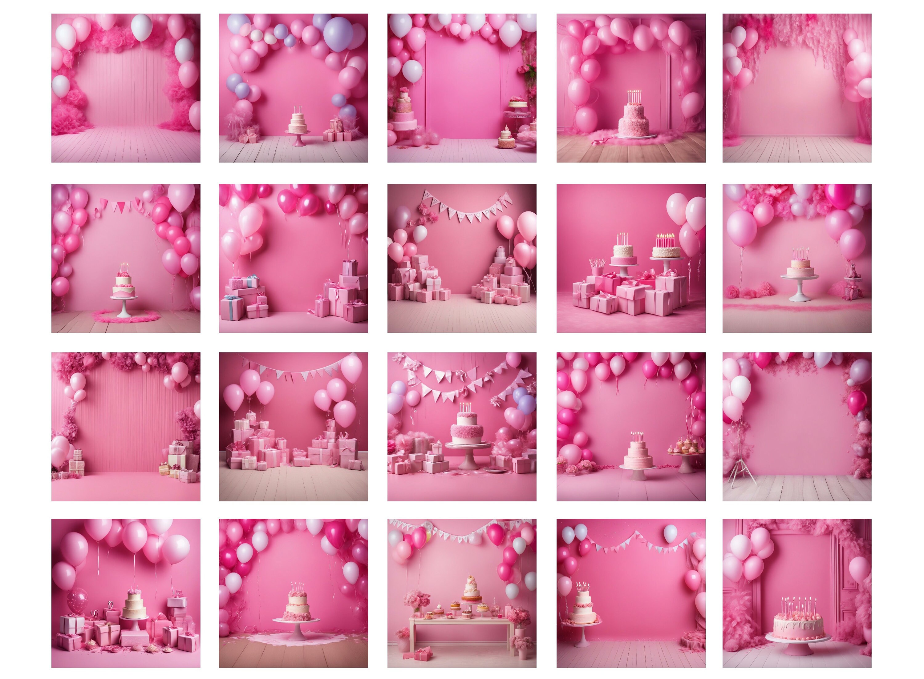 20 Pink Birthday Party Backdrops,studio Backdrops,pink Balloon ...