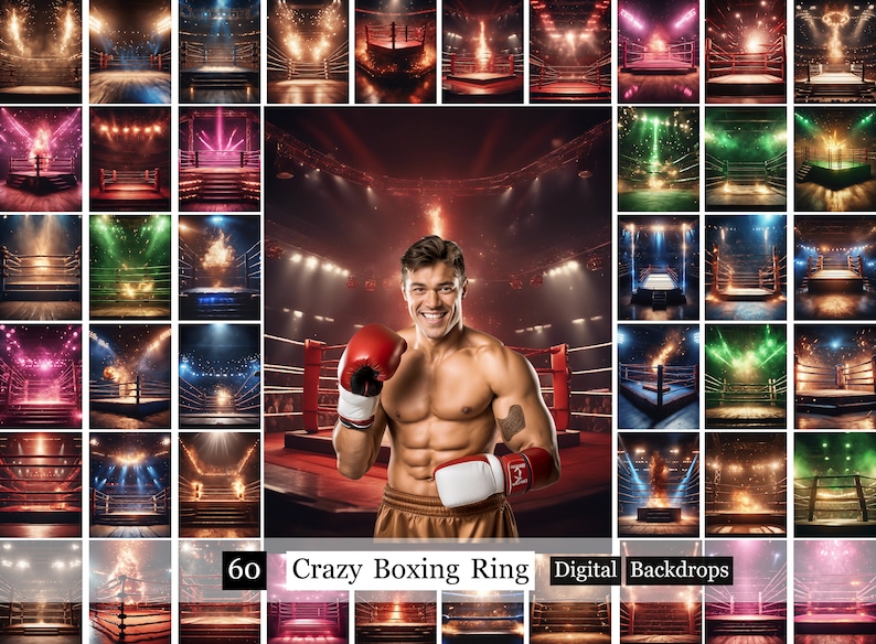 60 Crazy Boxing Ring Backdrops, Boxing Digital Backdrops,boxing Poster ...
