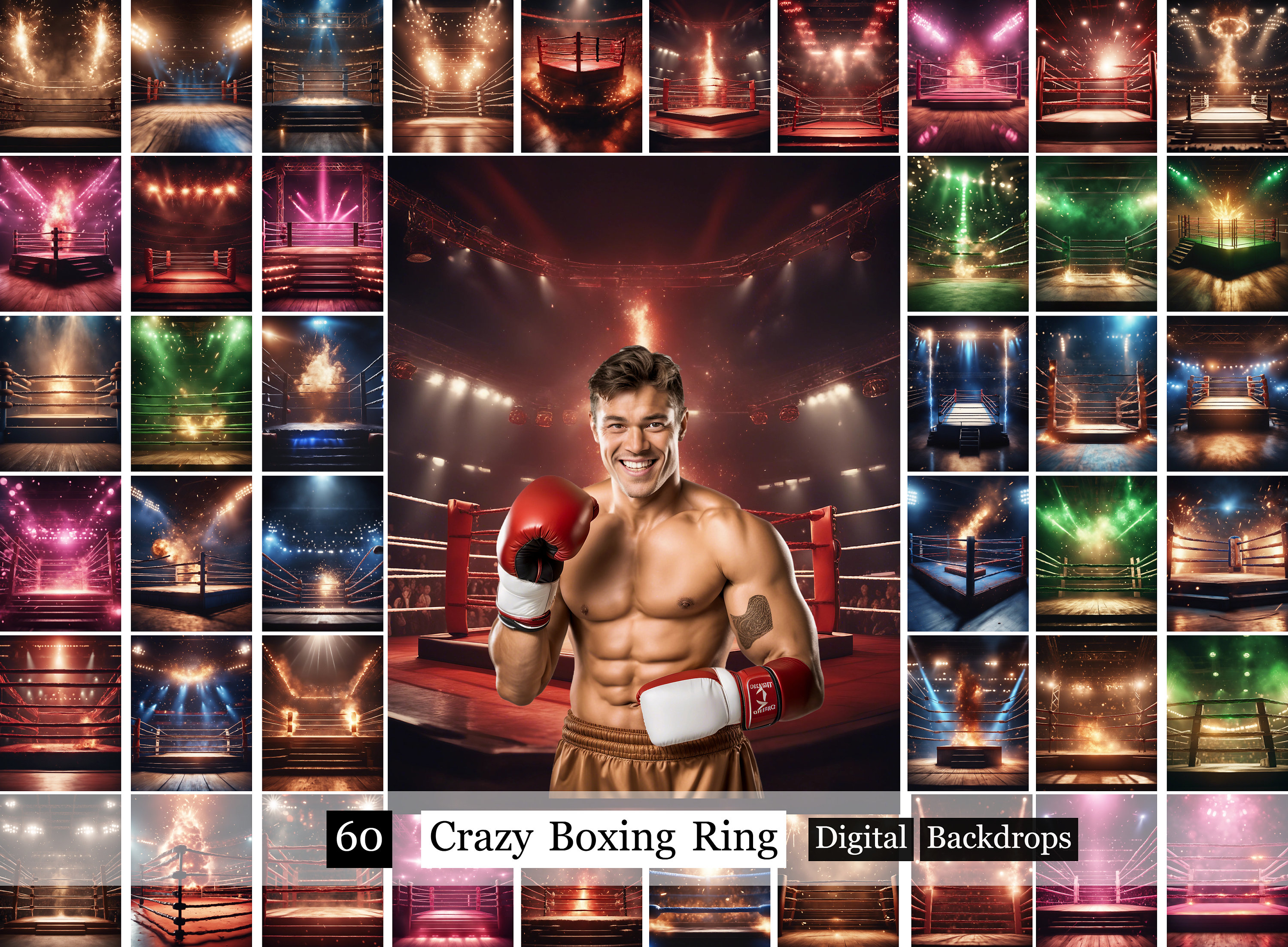 60 Crazy Boxing Ring Backdrops, Boxing Digital Backdrops,boxing Poster ...