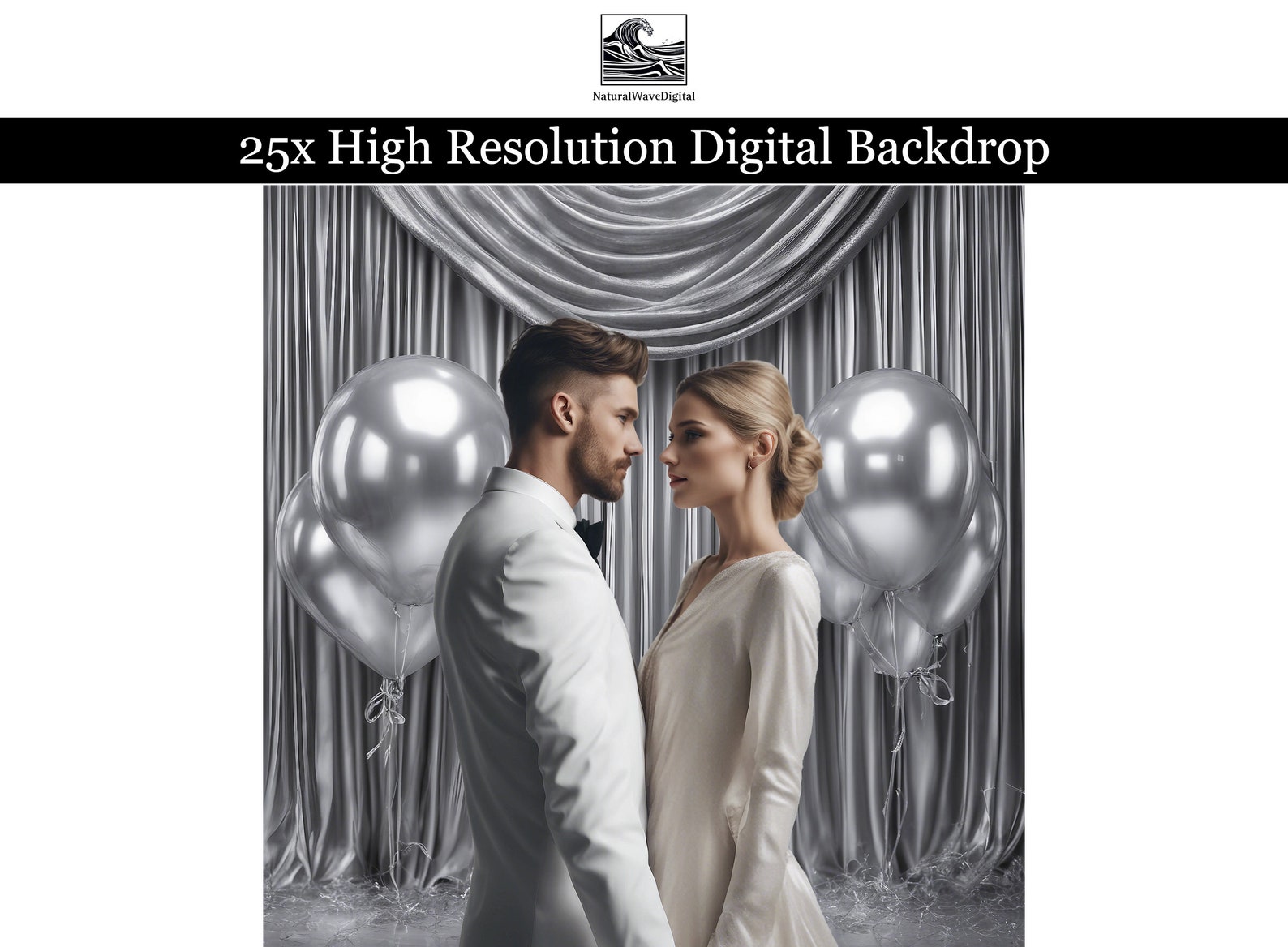 25 Silver Themed Party Backdrops, Silver Party Digital Backgrounds ...