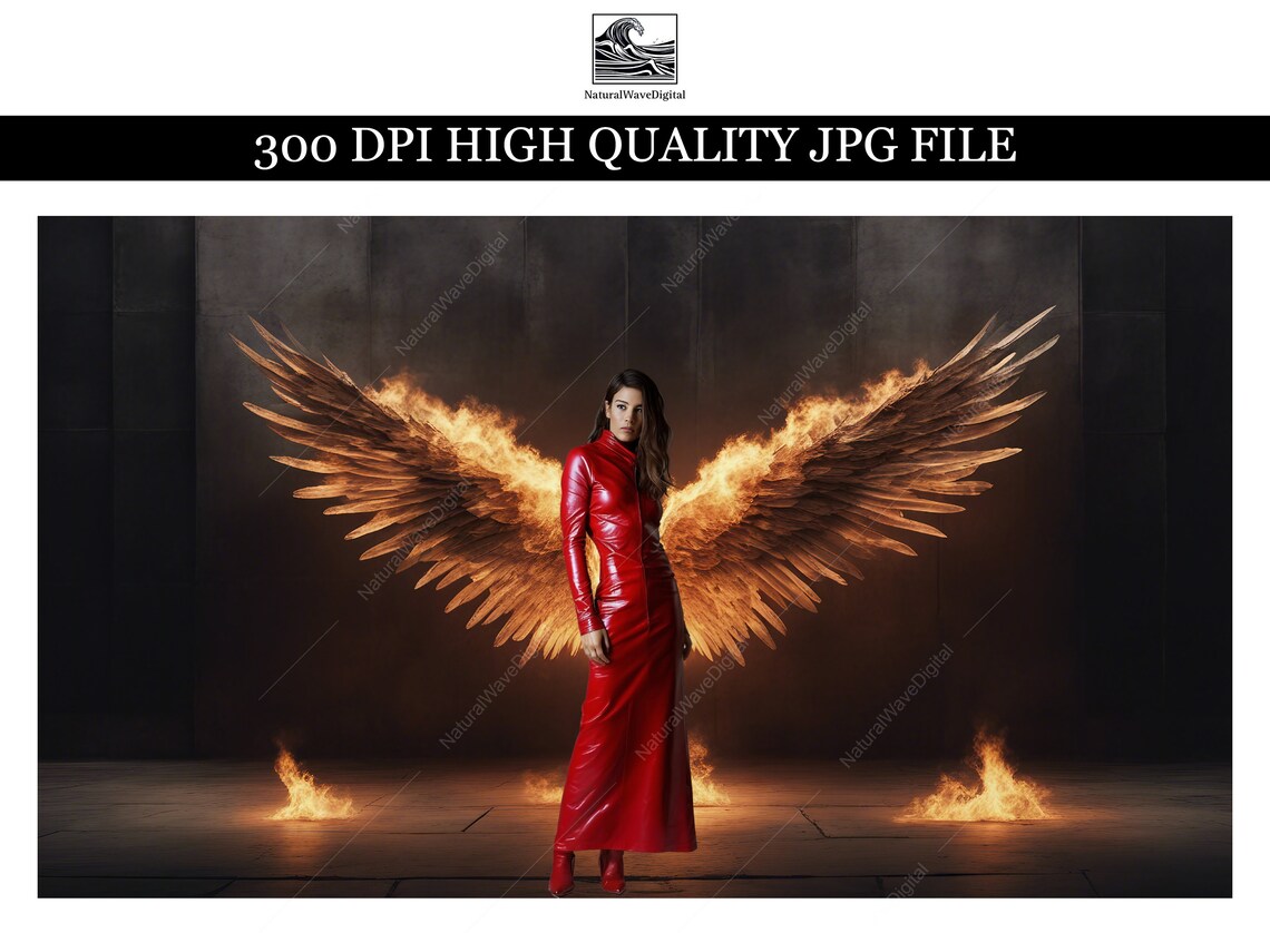 30x Fire Angel Wings Backdrop , Dark Angel Wings Background, Fire ...