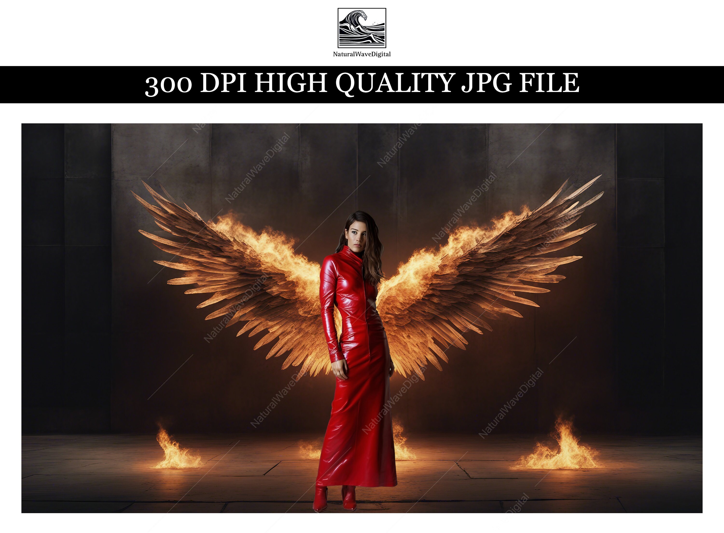 30x Fire Angel Wings Backdrop , Dark Angel Wings Background, Fire ...