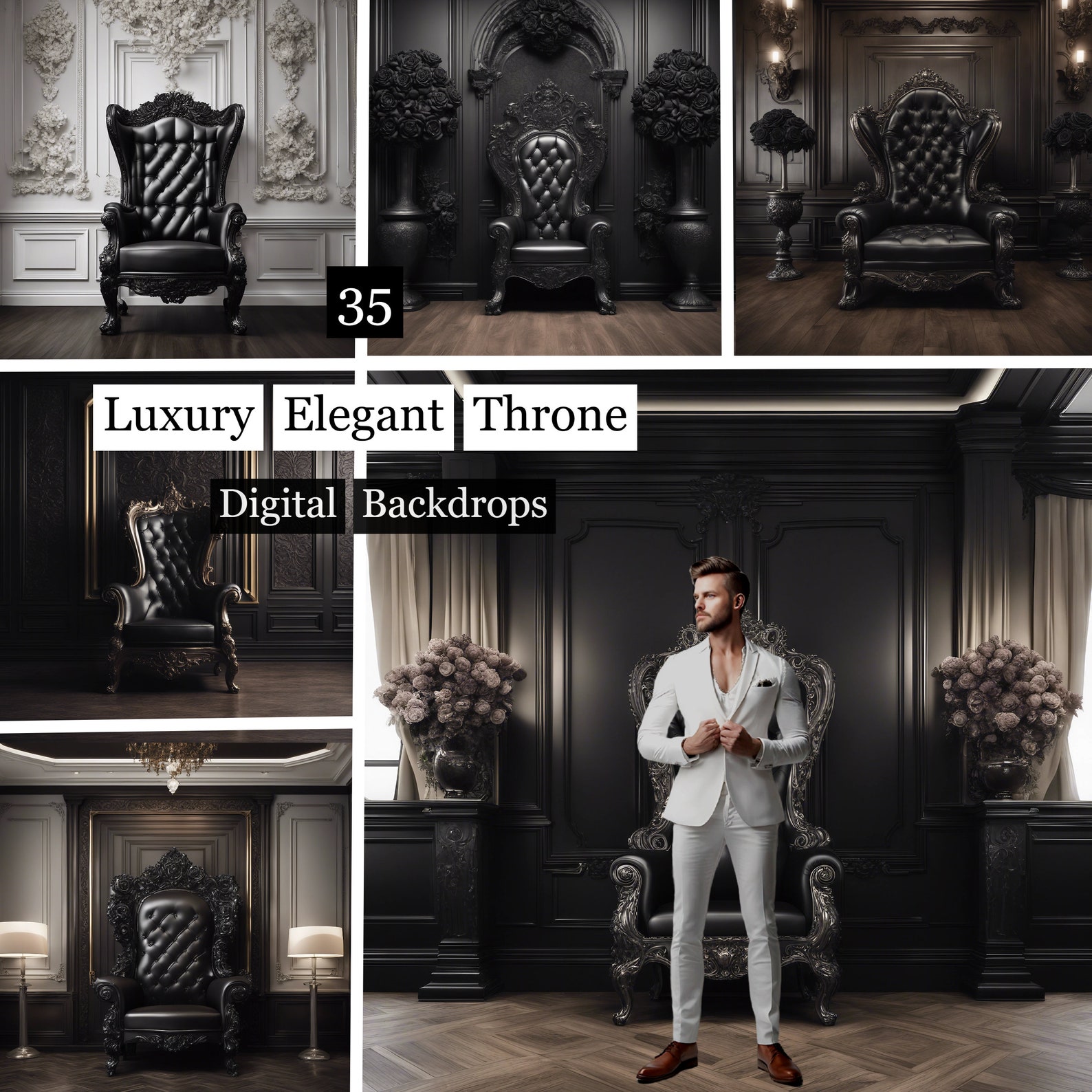 35 Luxury Elegant Throne Backdrops, Black Luxury Digital Backdrops ...