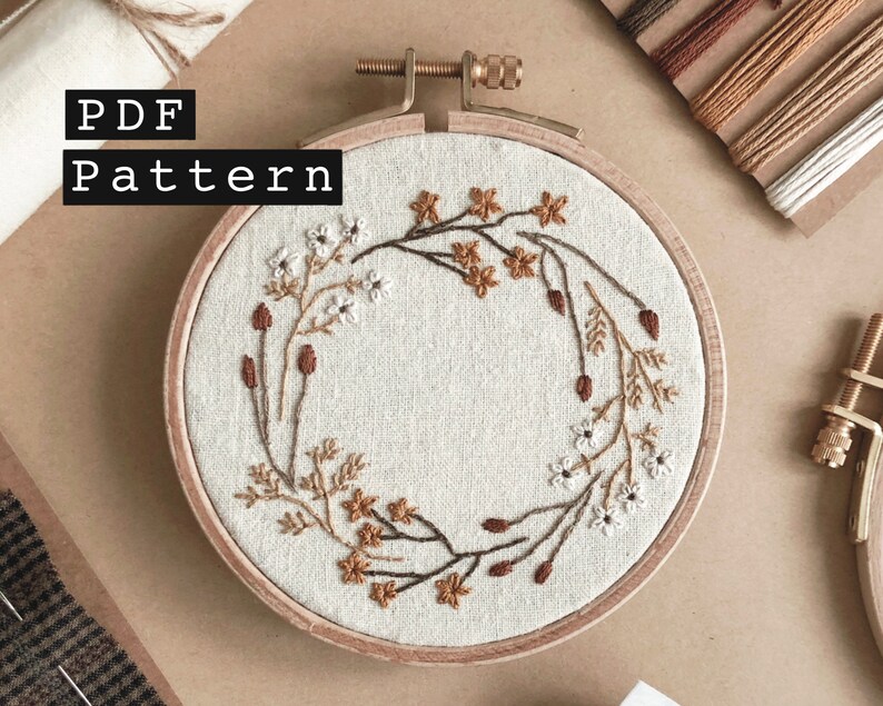 Floral Wreath Wall Decor DIY Printable PDF Pattern Hand - Etsy