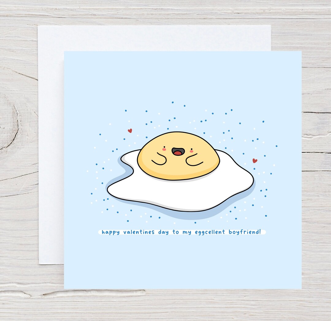 Cute Fried Egg Pun Card - Kawaii Love Card, Valentines Card, Punny ...