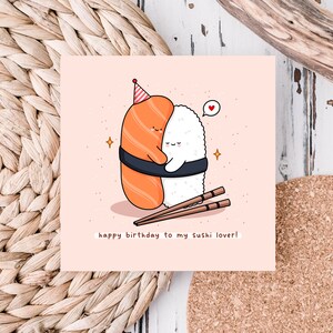 Cute Sushi Card - Sushi Lover, Kawaii Card, Birthday Card, Punny Food ...