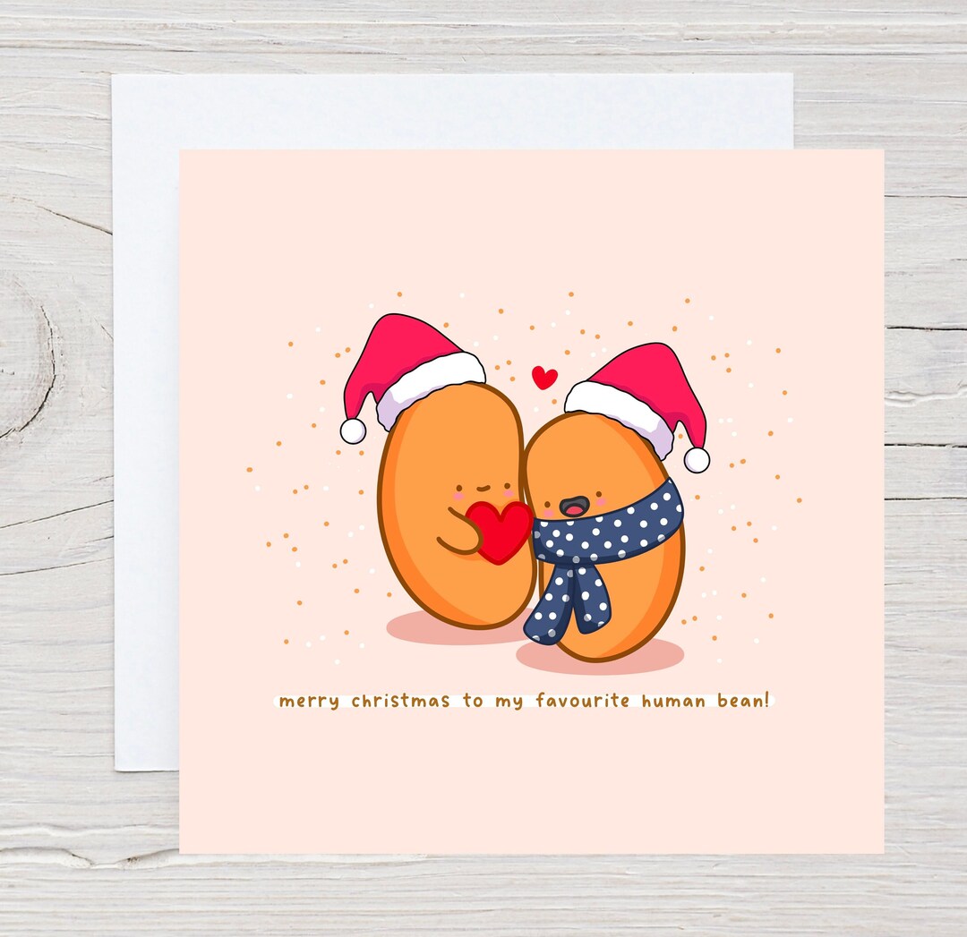 Cute Punny Christmas Card Kawaii Christmas Card, Romantic Christmas ...
