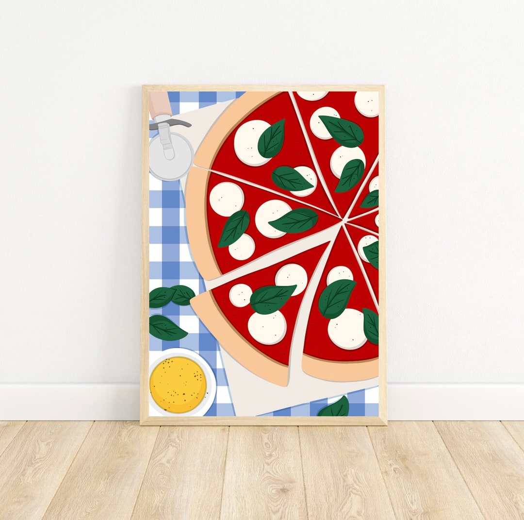 Pizza Art Print Pizza Illustration Print, Kitchen Art Print, Italian ...