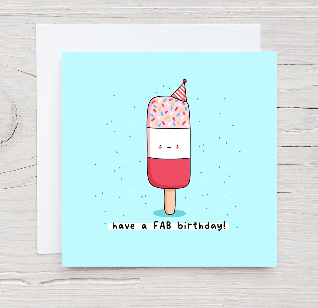 Ice Lolly Birthday Card: Kawaii Food Pun Card - Etsy