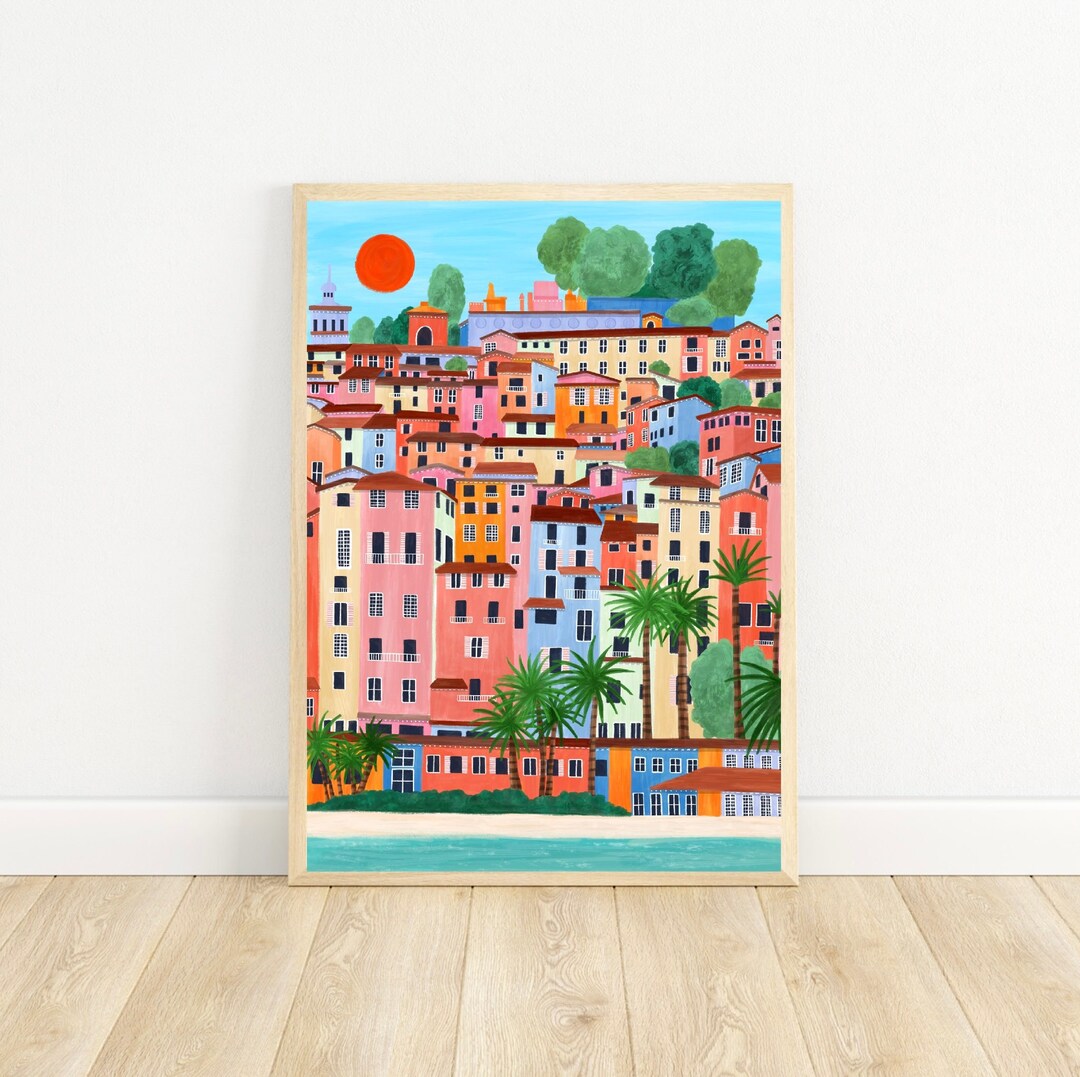 French Riviera Art Print - Menton Art Print, France Wall Art, Travel ...