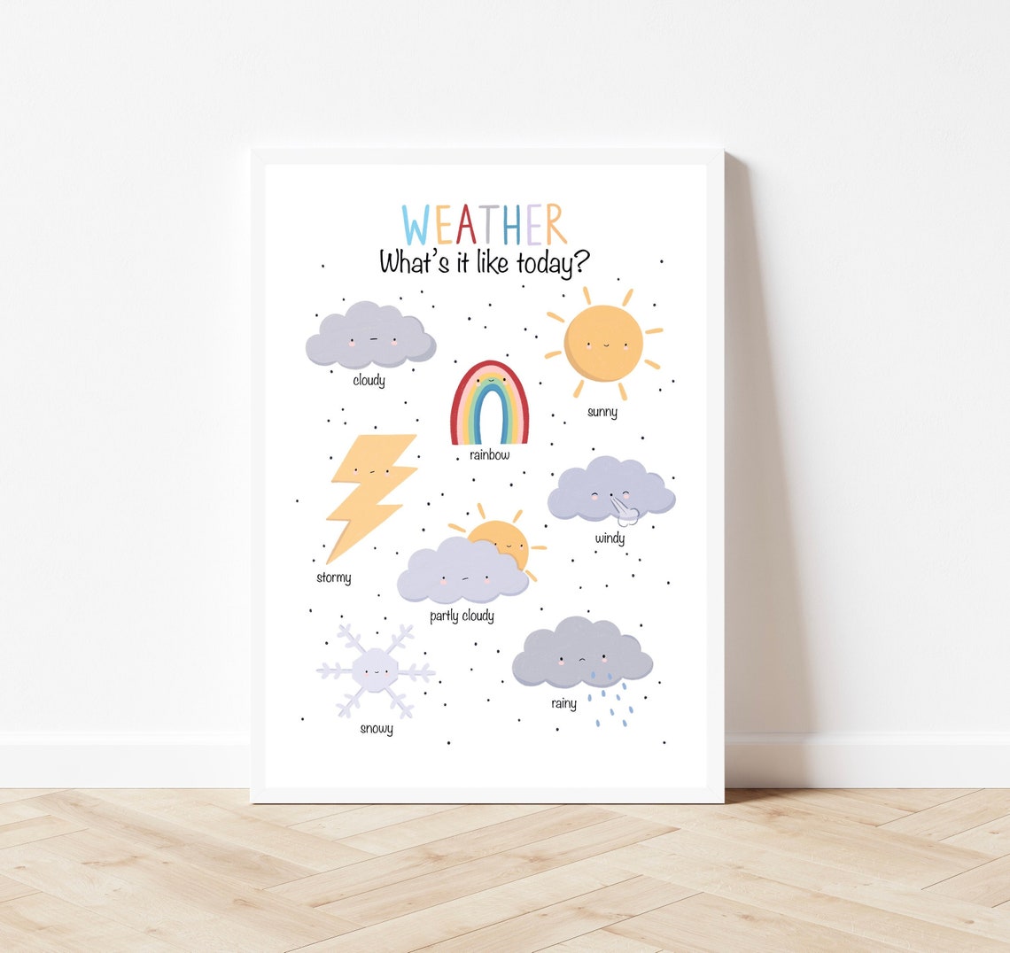 Weather Chart Print Educational Poster Nursery Wall Art | Etsy UK