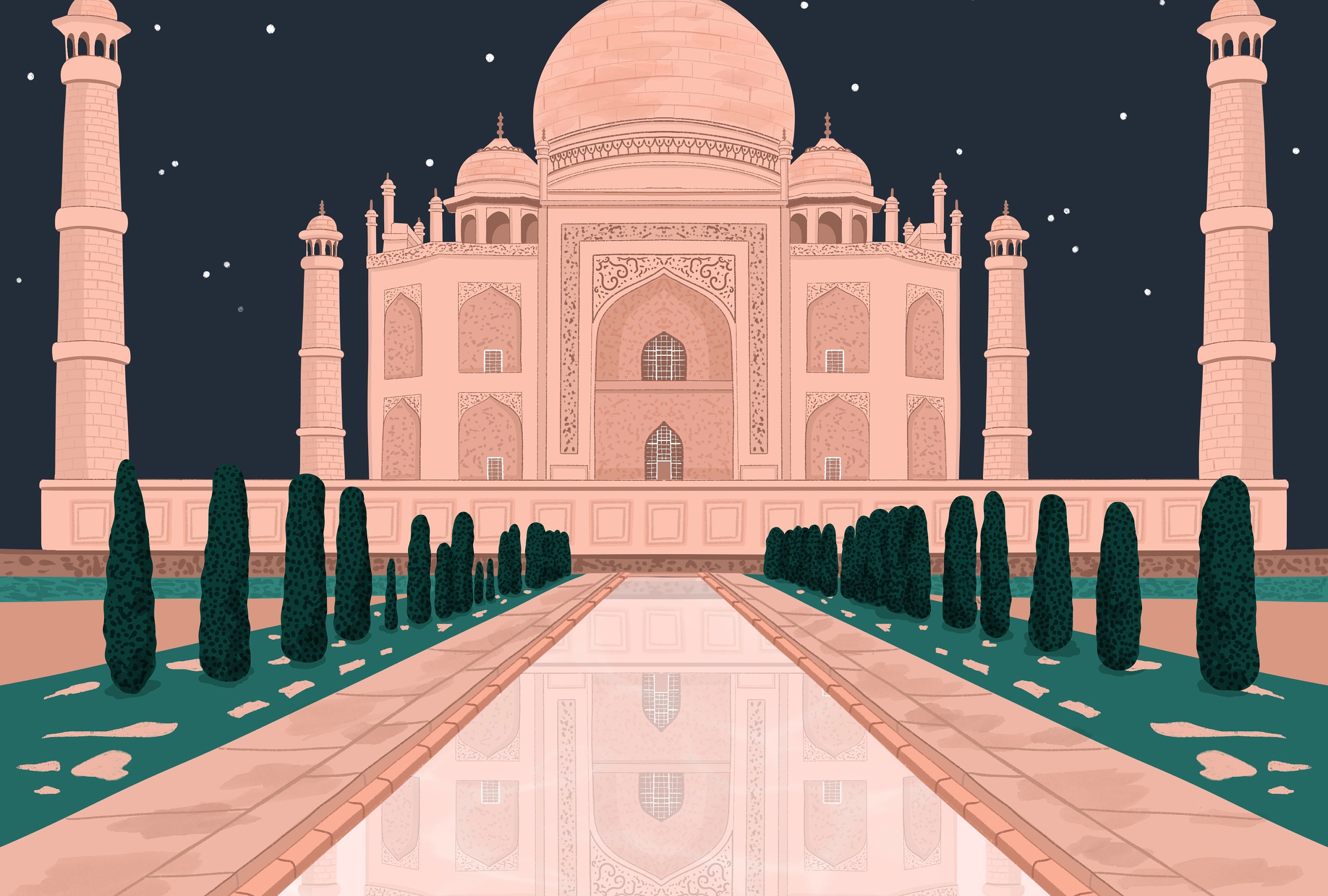 Taj Mahal Art Print Taj Mahal at Night India Home Decor Taj - Etsy ...