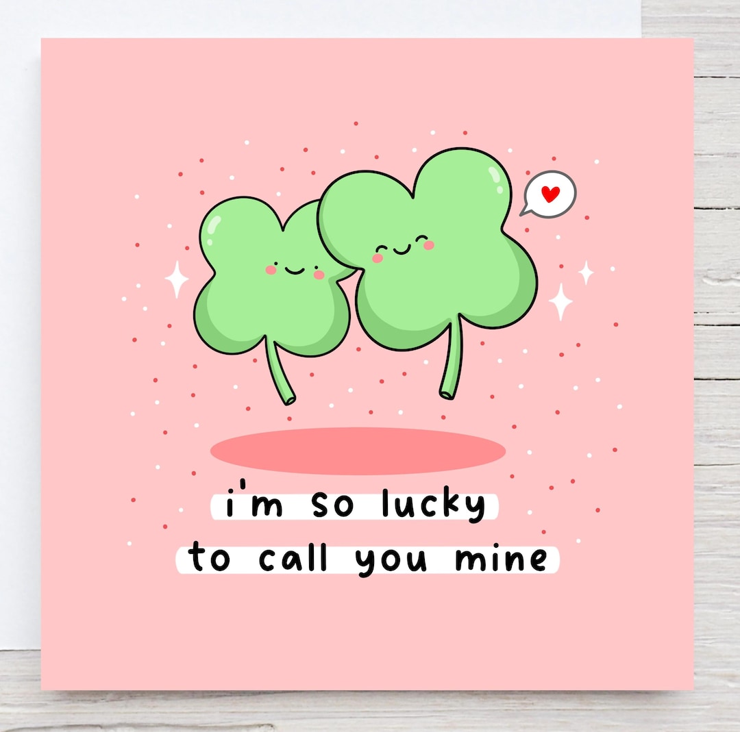 Kawaii Anniversary Card: Four Leaf Clover Pun Love - Etsy