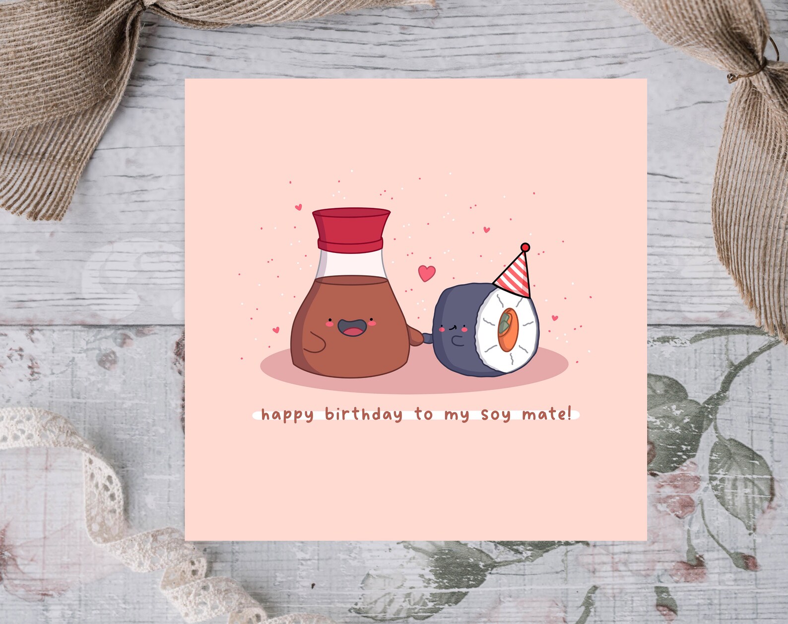 Cute Sushi Card Soy Mate Kawaii Card Birthday Card Punny - Etsy