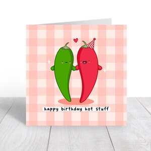 Funny Chilli Pun Birthday Card: Kawaii Gingham Design - Etsy Australia