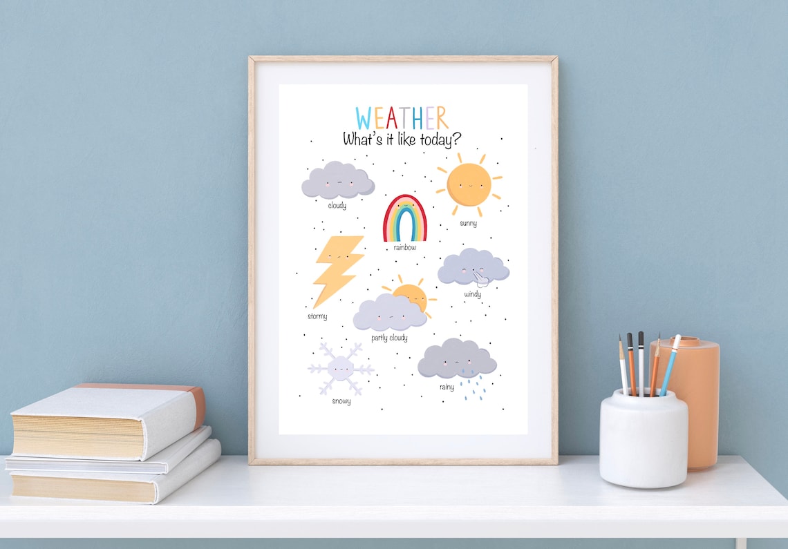 Weather Chart Print Educational Poster Nursery Wall Art - Etsy UK