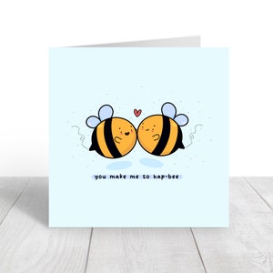 Bumble Bee Valentines Day Card - Bee Card, Kawaii Love Card, Cards for ...