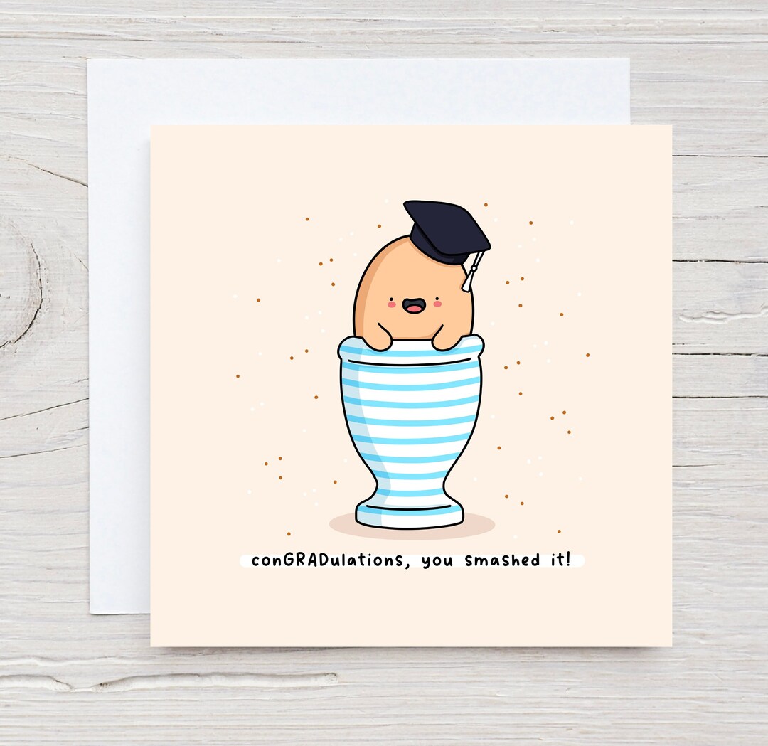 Smashed It - Funny Graduation Card, Kawaii Graduation Card, Graduation ...