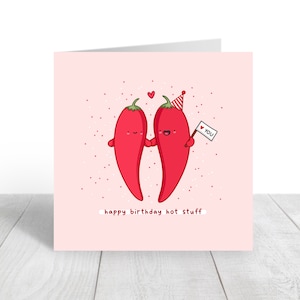 Funny Chilli Pun Birthday Card: Kawaii Hot Stuff Design - Etsy UK