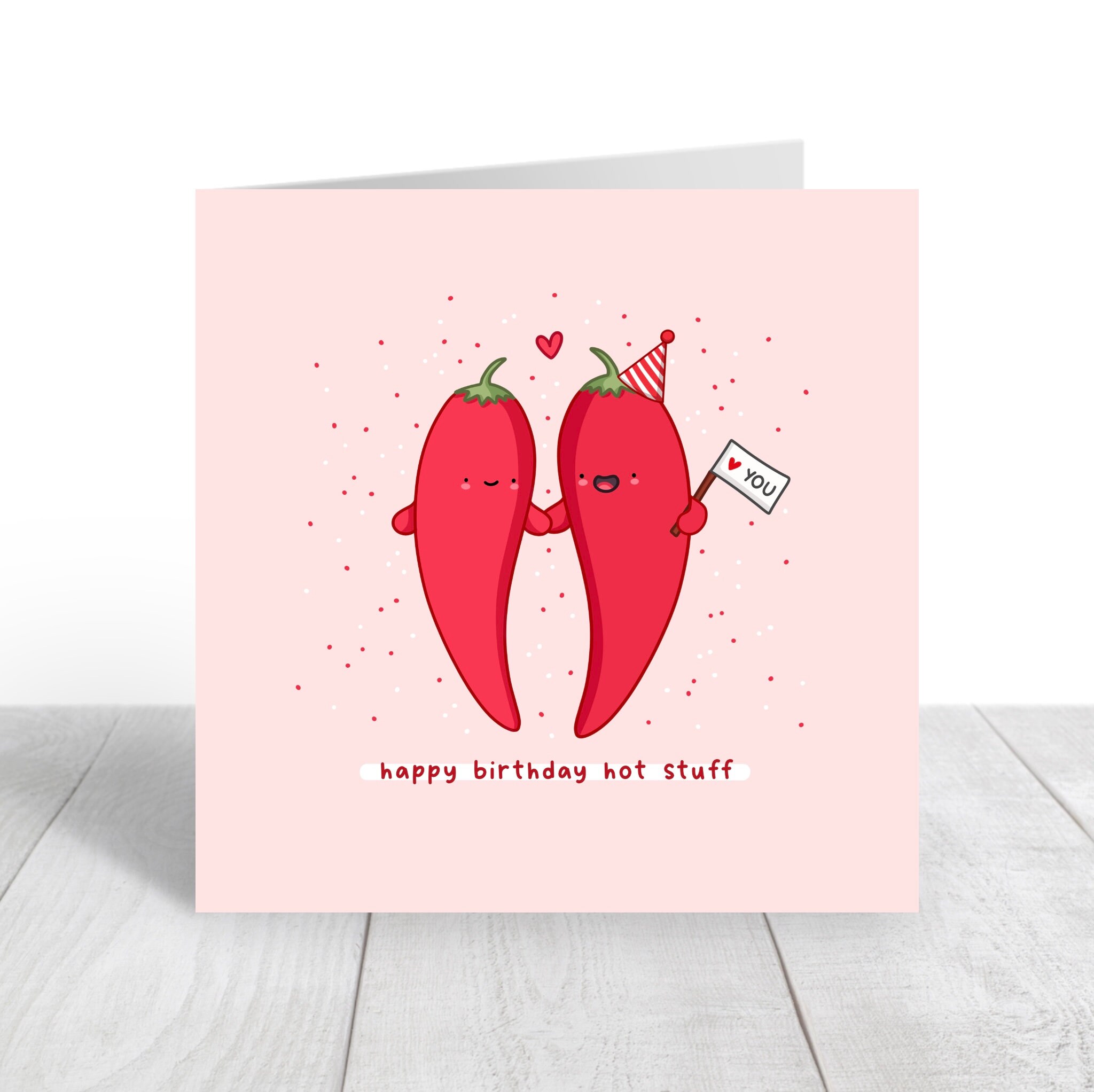 Funny Chilli Pun Birthday Card: Kawaii Hot Stuff Design - Etsy