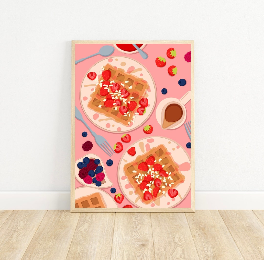 Waffles Art Print: Kitchen Breakfast Food Illustration - Etsy