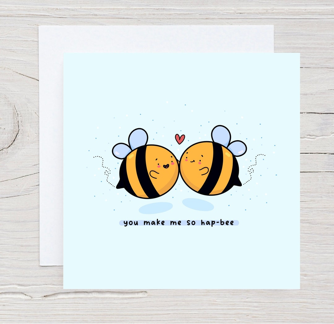 Bumble Bee Valentines Day Card - Bee Card, Kawaii Love Card, Cards for ...
