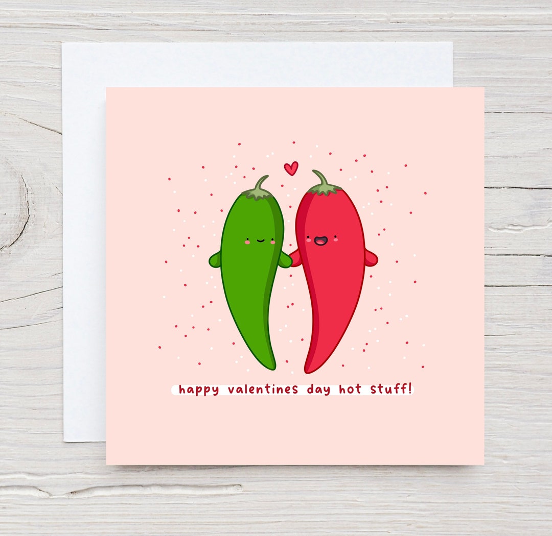 Kawaii Chilli Valentines Card: Punny Love Card - Etsy