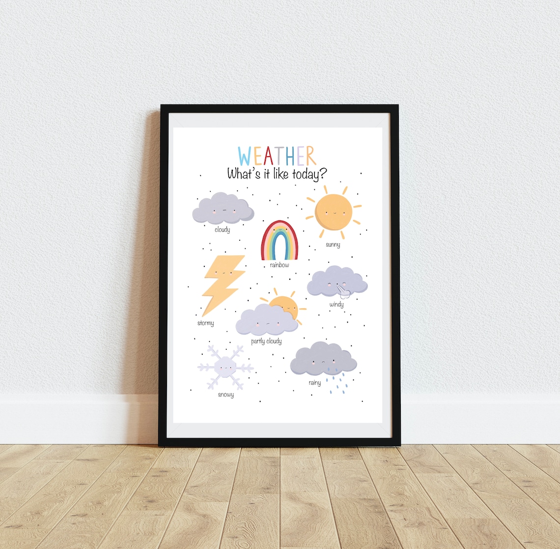 Weather Chart Print Educational Poster Nursery Wall Art | Etsy UK
