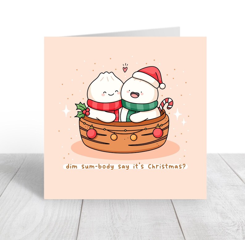 Kawaii Dim Sum Christmas Card: Pun Holiday Greeting - Etsy