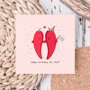 Funny Chilli Pun Birthday Card: Kawaii Hot Stuff Design - Etsy