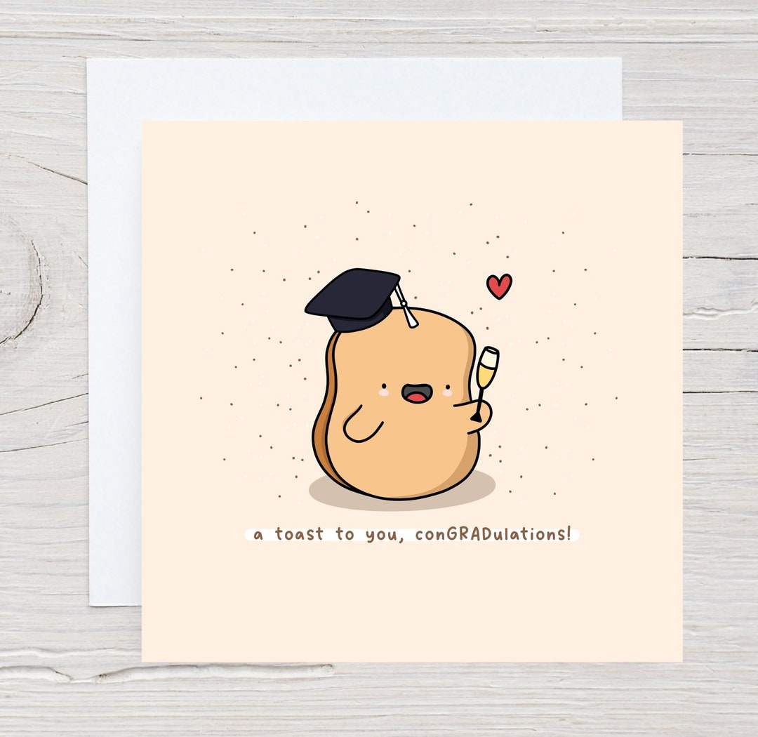 A Toast to You - Funny Graduation Card, Kawaii Graduation Card ...